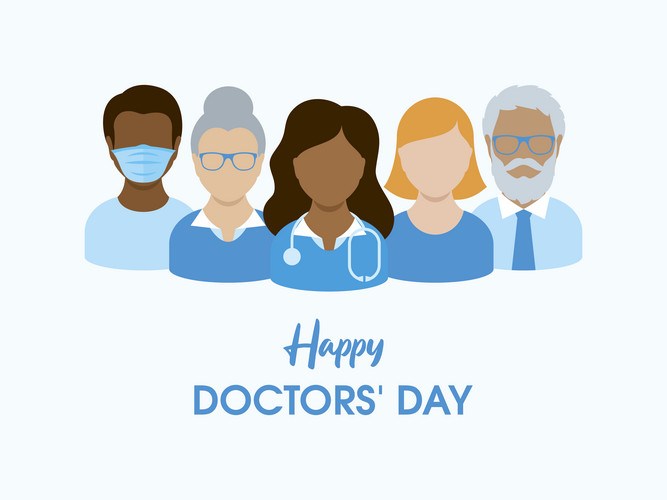 Happy Doctors' Day Vector. Man And Woman Avatar Doctors Icon Set Vector ...