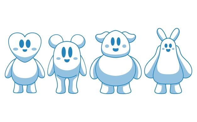 Adorable Blue Cartoon Characters in Diverse Designs | Jiffy Designs