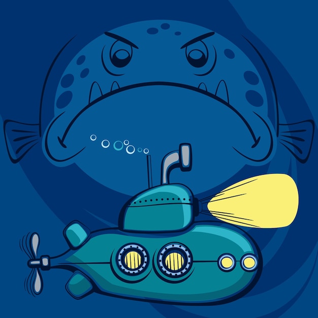 Whimsical Deep-Sea Submarine Piloted by Quirky Fish Creature | Jiffy ...