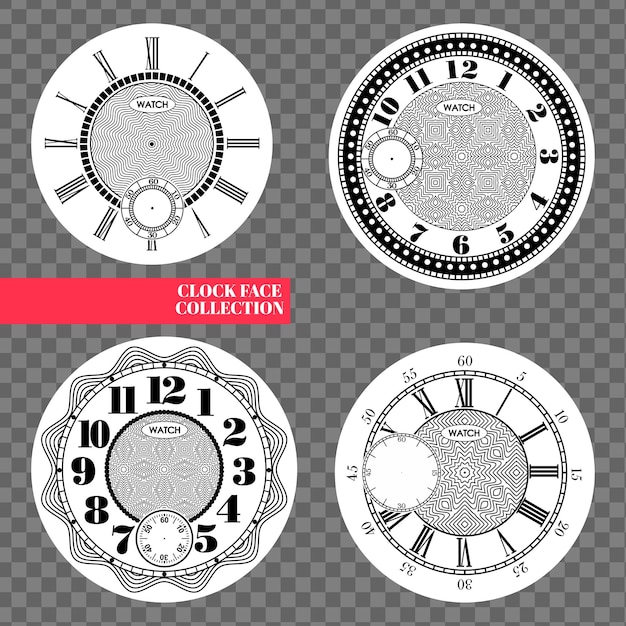 Vintage Clock Face Designs with Ornate Patterns and Roman Numerals ...