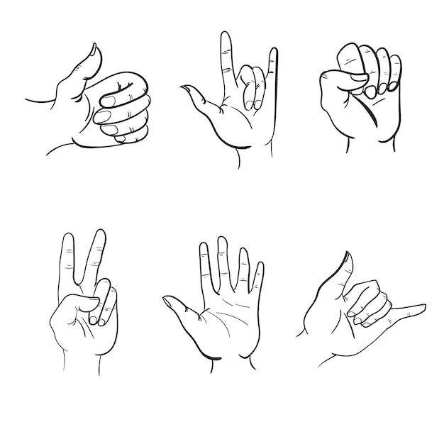 Expressive Hand Gestures in Minimalist Line Art Style | Jiffy Designs