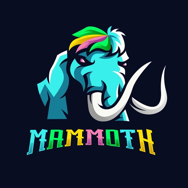 Vibrant Mammoth Mascot Logo with Colorful Mane | Jiffy Designs
