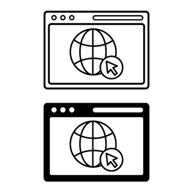 Minimalist Web Browser Symbols Depicting Global Connectivity | Jiffy ...