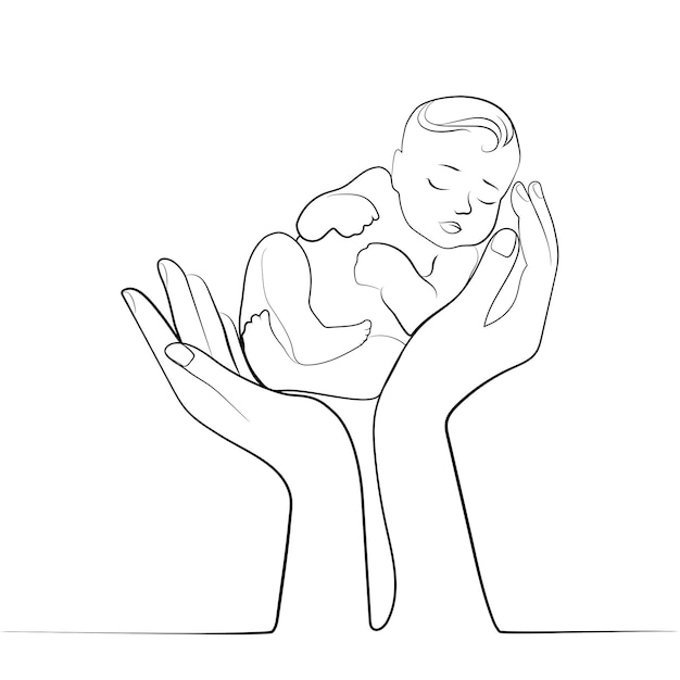 Gentle Embrace: A Minimalist Sketch of Nurturing Hands | Jiffy Designs