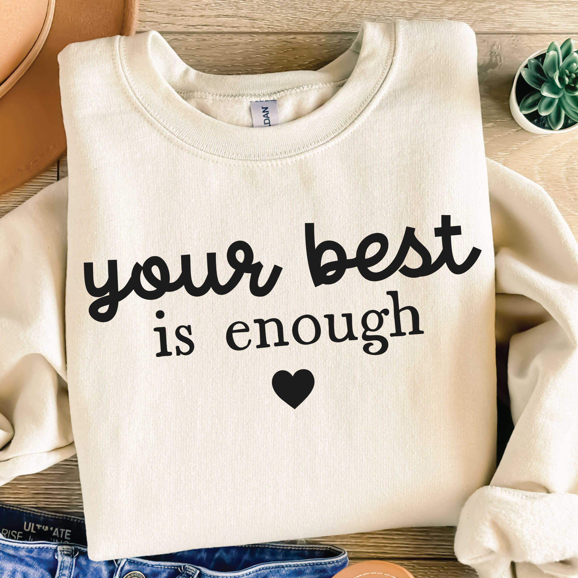 'Your Best Is Enough' Inspiring Message in Mixed Typography with Heart ...