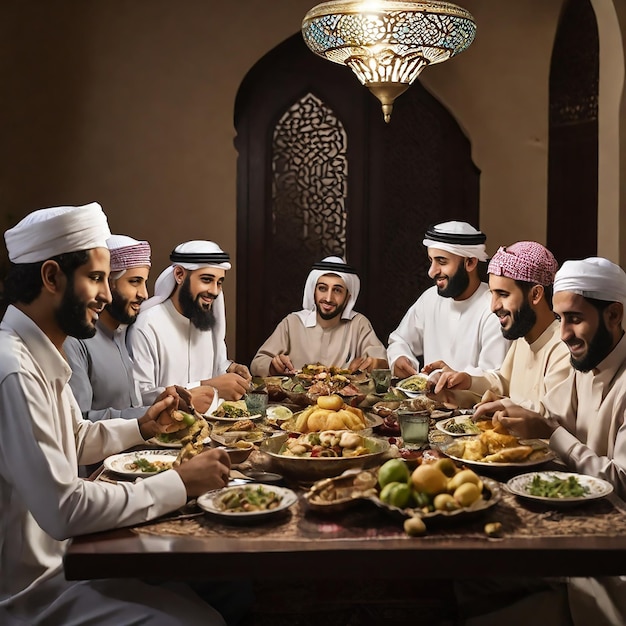 Intricate Arabesque Decor Frames Festive Middle Eastern Feast | Jiffy ...