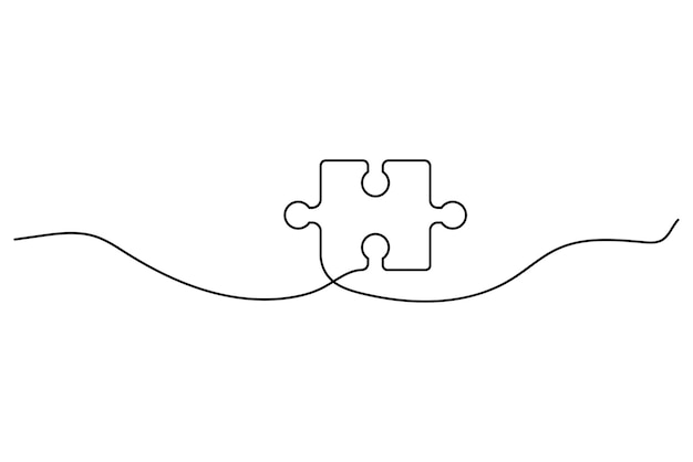 Minimalist Puzzle Piece Connecting Continuous Line | Jiffy Designs