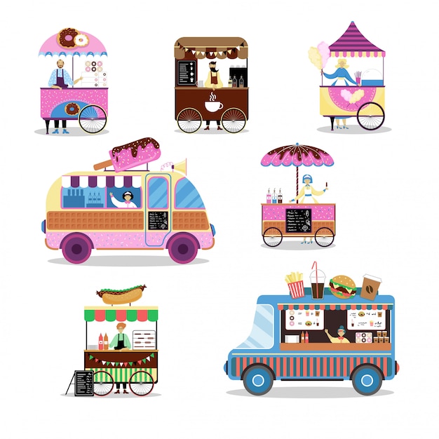 Vibrant Collection of Diverse Food and Beverage Carts and Trucks ...