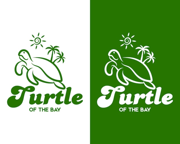 Vibrant Tropical Turtle Logo with Palm Trees and Sun | Jiffy Designs