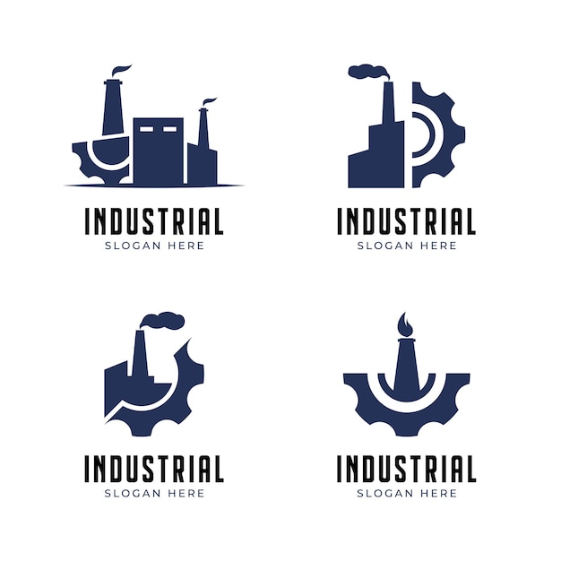 Minimalist Silhouette Logos Depicting Industrial Machinery and ...