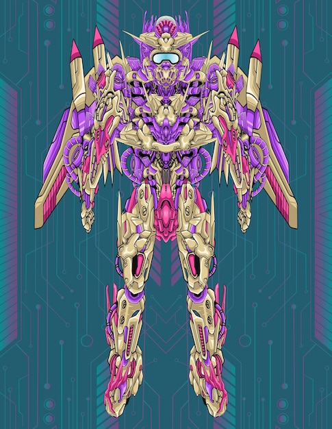 Vibrant Mech Warrior: A Futuristic Fusion of Form and Function | Jiffy ...