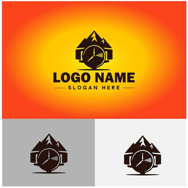 Majestic Mountain Timekeeper: Iconic Emblem in Vibrant Hues | Jiffy Designs