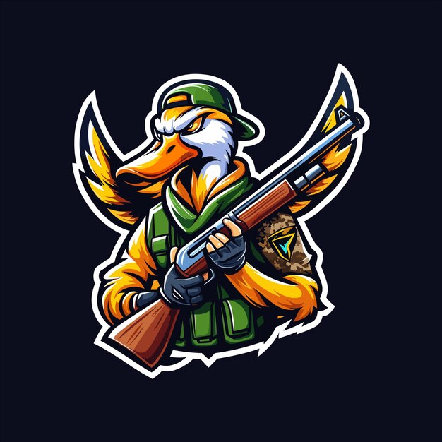 Fierce Waterfowl Warrior with Weapon Emblem | Jiffy Designs