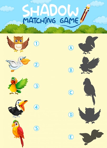 Shadow Matching Game: Pair the Vibrant Birds with Their Silhouettes ...