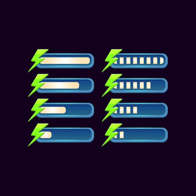 Vibrant Collection of Stylized Lightning Bolt Progress Bars | Jiffy Designs