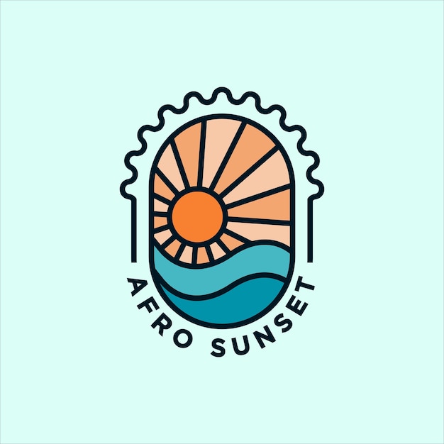 Vibrant Afro Sunset Emblem with Gear Design | Jiffy Designs
