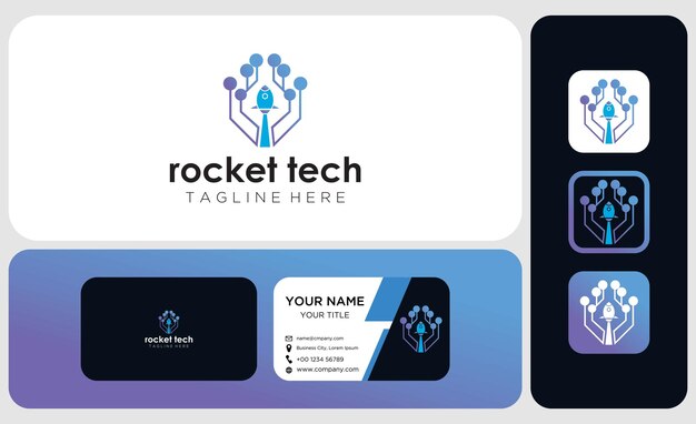 Innovative Rocket-Inspired Tech Logo and Business Card Design | Jiffy ...