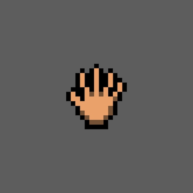 Vibrant Pixel Art Hand Icon on Sleek Gray Background | Jiffy Designs