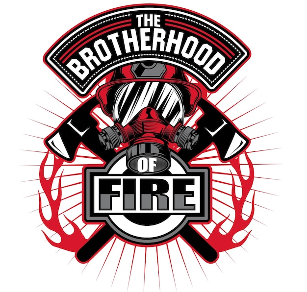 Heroic Firefighters Emblem with Crossed Axes and Flames | Jiffy Designs