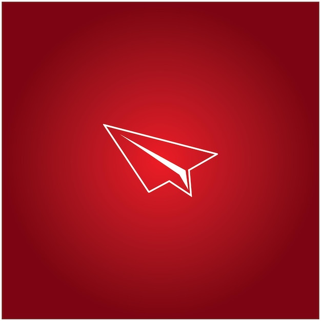 Minimalist Red Paper Airplane Icon on Vibrant Background | Jiffy Designs