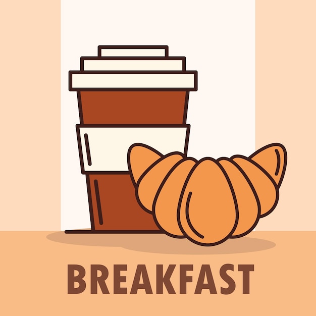 Delectable Breakfast: Coffee Cup and Croissant | Jiffy Designs