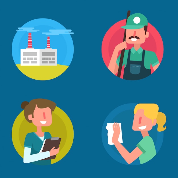 Diverse Occupations and Professions in Vibrant Illustrated Portraits ...