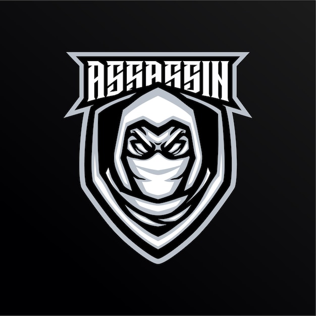 Mysterious Assassin Emblem in Striking Black and White | Jiffy Designs