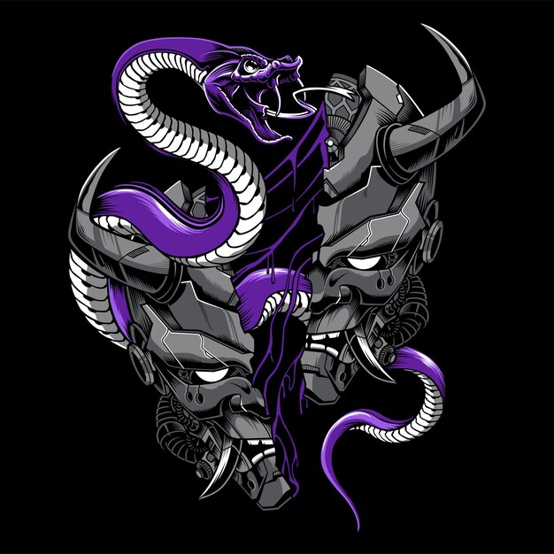 Menacing Mechanical Serpent Coiled in Ominous Darkness | Jiffy Designs