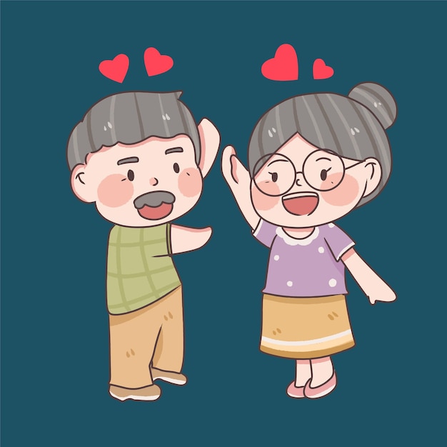 Adorable Elderly Couple Exchanging Hearts | Jiffy Designs