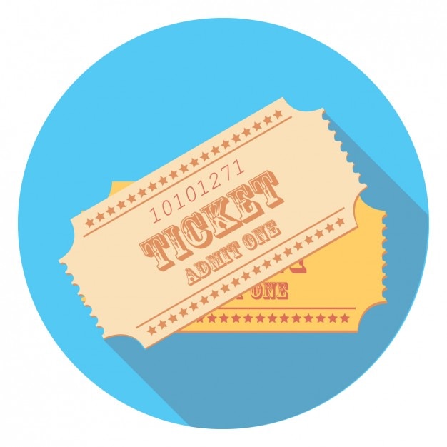 Vintage Ticket Stub Design on Blue Circle Background | Jiffy Designs