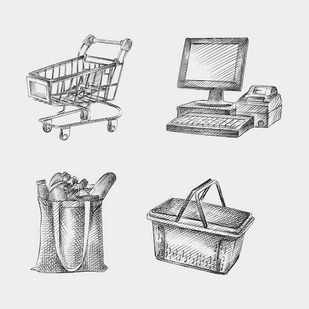 Sketch Drawings of Everyday Shopping Items and Technology | Jiffy Designs