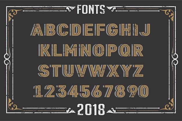 Vintage Chalkboard Font with Ornate Borders and Year 2018 | Jiffy Designs