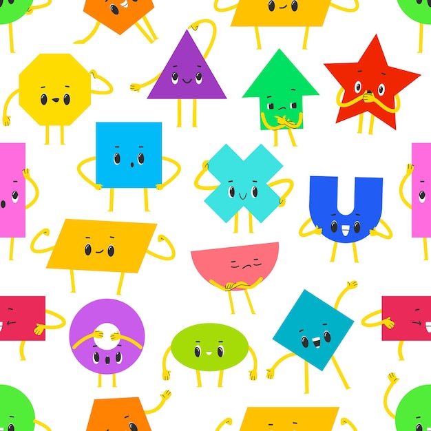 Cheerful Geometric Shapes: A Whimsical Parade of Vibrant Personalities ...