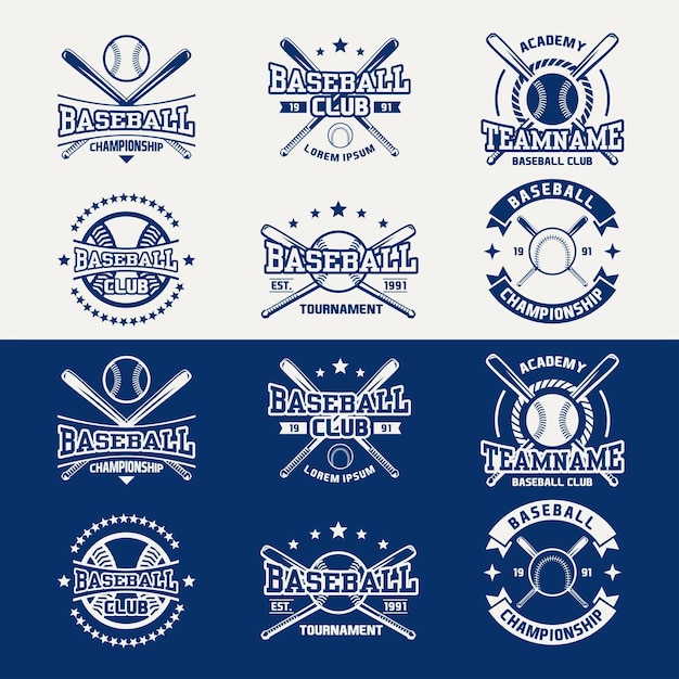 Vintage-Inspired Baseball Emblem Collection with Diverse Graphic ...