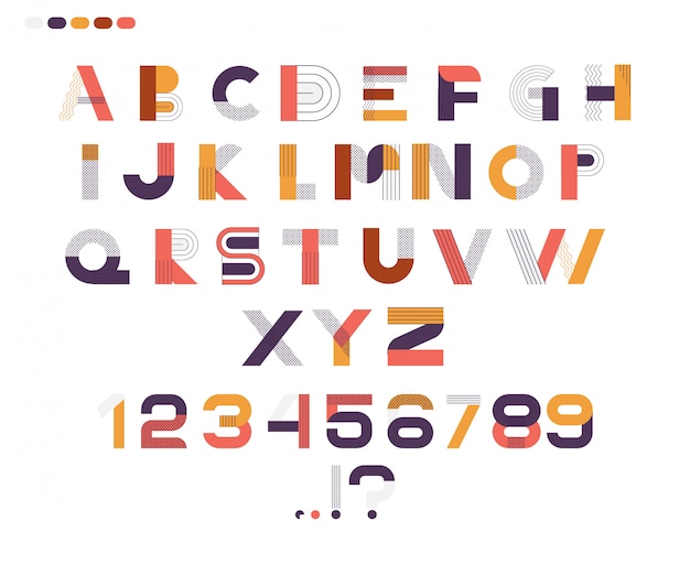 Vibrant Abstract Alphabet and Numeric Characters in Retro Style | Jiffy ...