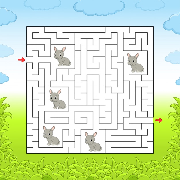 Playful Bunnies in a Whimsical Maze | Jiffy Designs