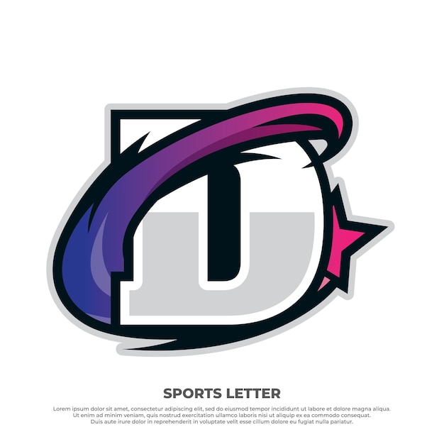 Dynamic Sports Letter D with Vibrant Gradient Curves | Jiffy Designs