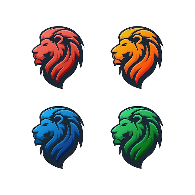 Vibrant Lion Head Icons in Contrasting Color Palette | Jiffy Designs