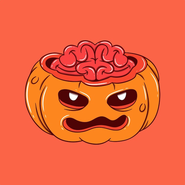 Fierce Pumpkin with Vibrant Brain Illustration | Jiffy Designs