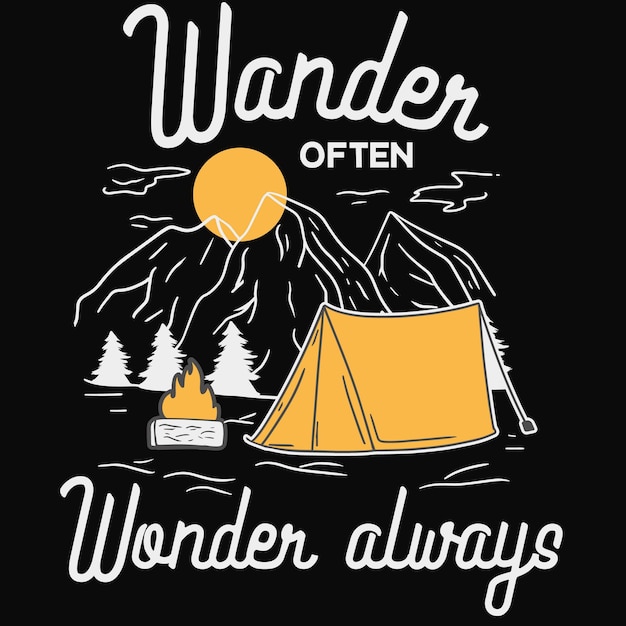 Adventurous Outdoor Camping Scene with Inspiring Slogan | Jiffy Designs