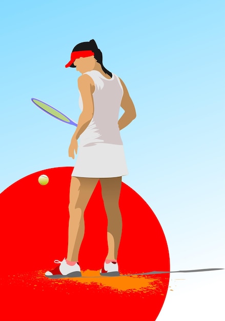 Stylish Tennis Player on Red Court Backdrop | Jiffy Designs