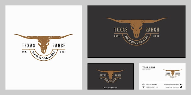 Rugged Texas Ranch Logo with Iconic Longhorn Silhouette | Jiffy Designs
