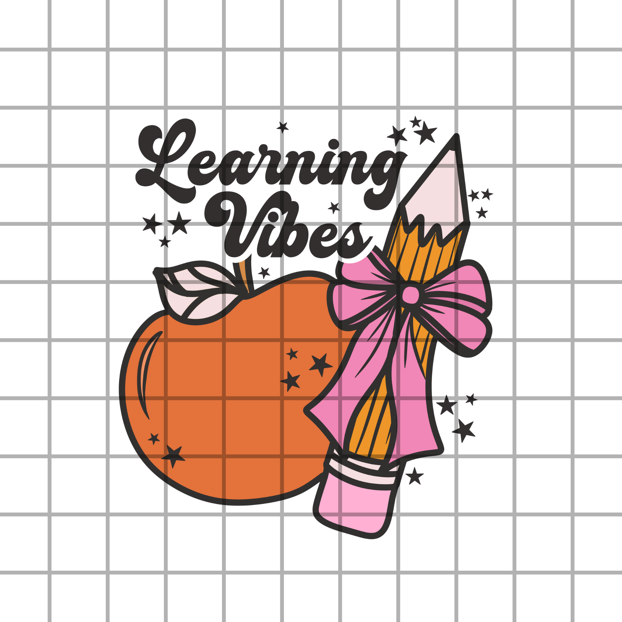 Learning vibes PNG school design, Trendy apple and pencil PNG design ...