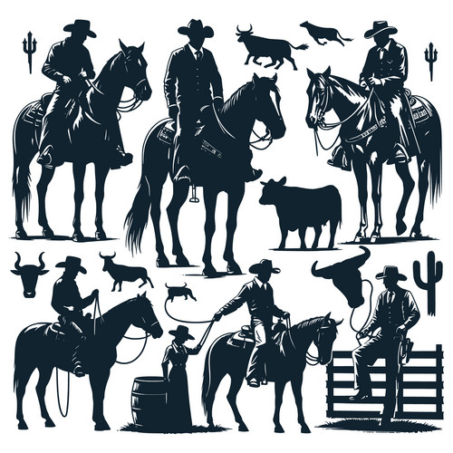 Cowboy And Cowgirl Vector Bundle File | Jiffy Designs