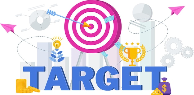 Achieving Success: A Vibrant Illustration of Targets, Trophies, and ...