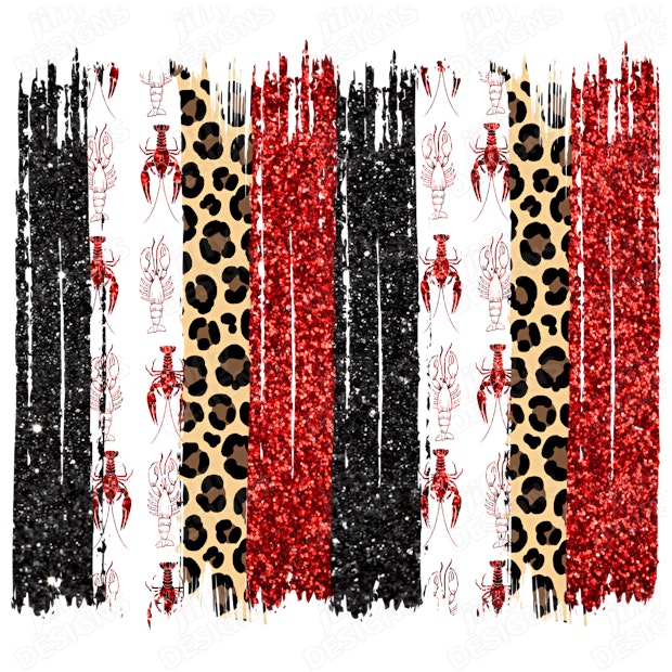 Vibrant Stripes with Leopard Print and Crawfish Motif in Distressed ...