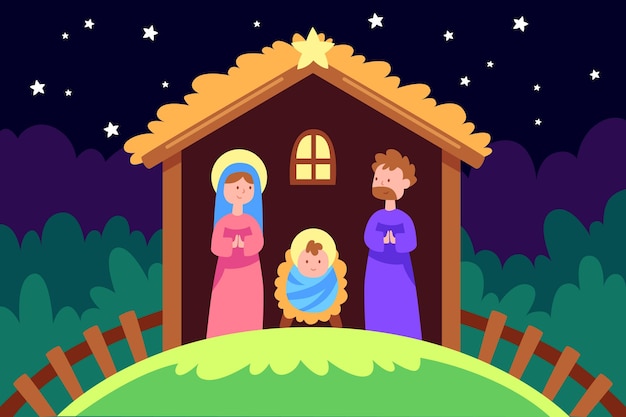Nativity Scene: A Peaceful Nighttime Gathering | Jiffy Designs