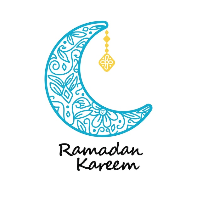 Ornate Crescent Moon with Intricate Floral Patterns for Ramadan | Jiffy ...