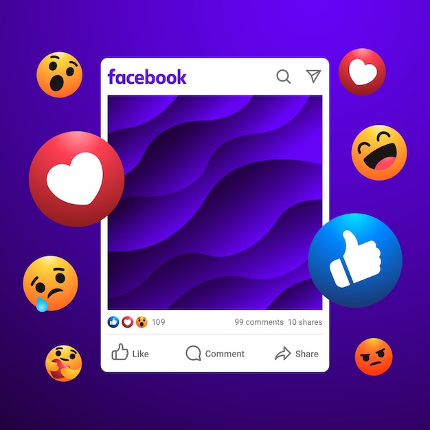 Vibrant Facebook Post Frame with Expressive Emoji Reactions | Jiffy Designs