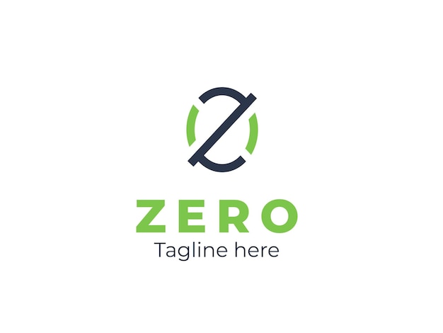 Minimalist Zero Symbol with Green and Navy Accents | Jiffy Designs